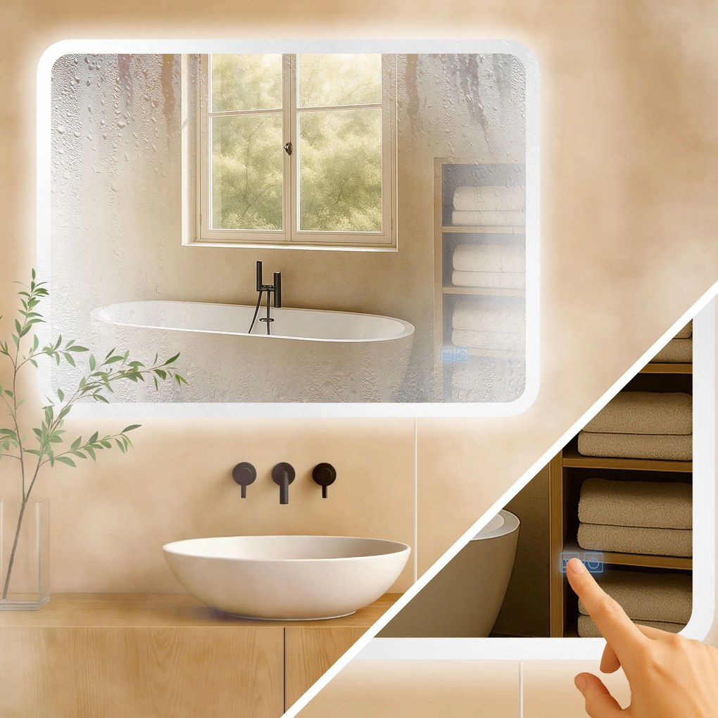 Koupelnové zrcadlo Jericho 60x80 bez Bluetooth – čiré sklo