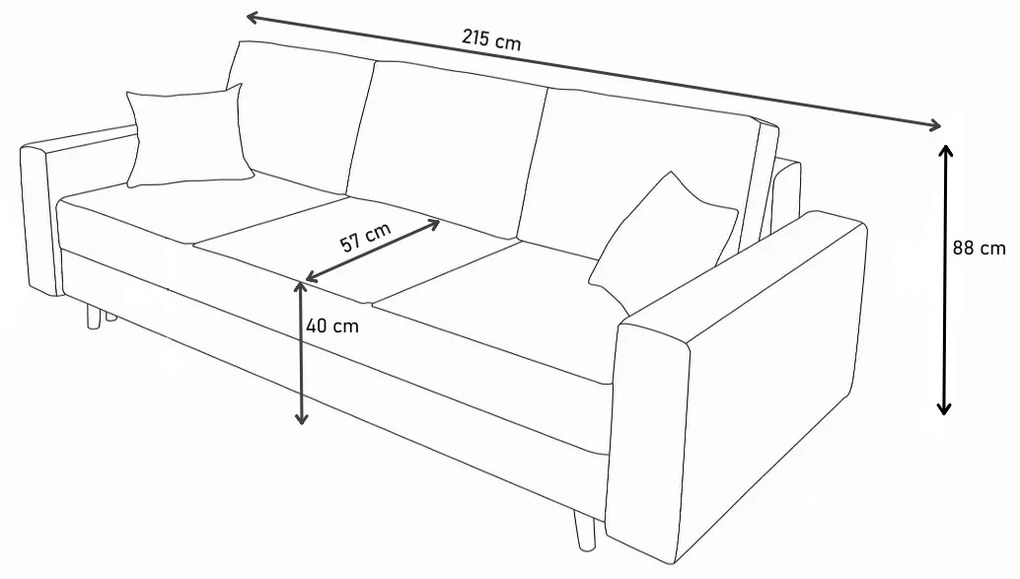 Expedo Pohovka MÁCA, 215x88x85, Kornet 02/Dolaro 511 bílý