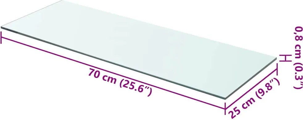 Policové desky 2 ks sklo čiré 70 x 25 cm 3051570