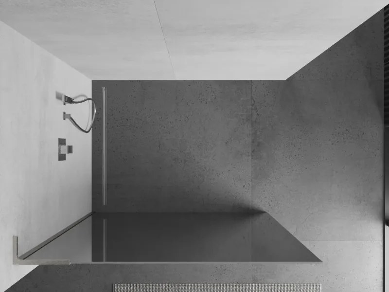 Mexen Kioto L, sprchová zástěna Walk-In 100 x 200 cm, 8mm sklo vzor zrcadlo, broušená ocel profil, 800-100-103-97-50