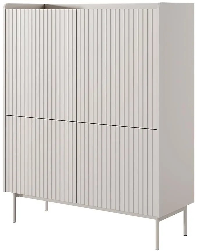 Komoda Level A vysoká 103 4D beige/dub scandi
