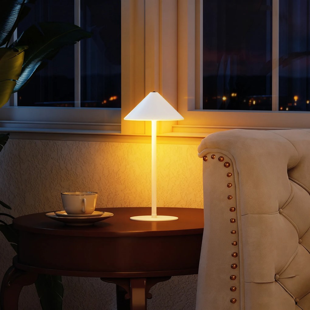 HOMCOM LED stolní lampička s USB kabelem, dotykový spínač, kov, dobíjecí, bílá