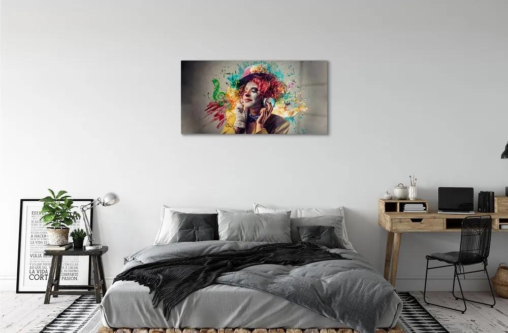 Obraz na skle Klaun barva poznámky 100x50 cm