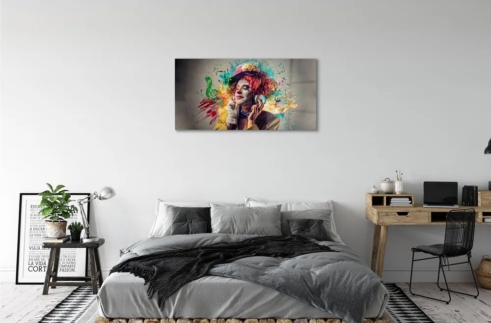 Obraz na skle Klaun barva poznámky 120x60 cm