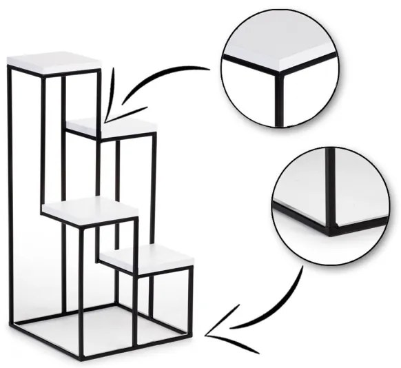 Stojan na květiny KASKADA 70x34 černá/bílá