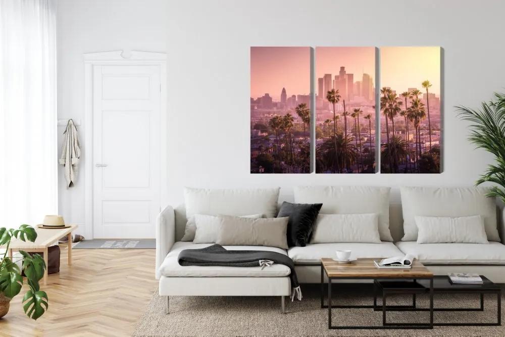 Vícedílný obraz Centrum Los Angeles Při Západu Slunce Nedostatek Nedostatek Přírodní plátno 60x40