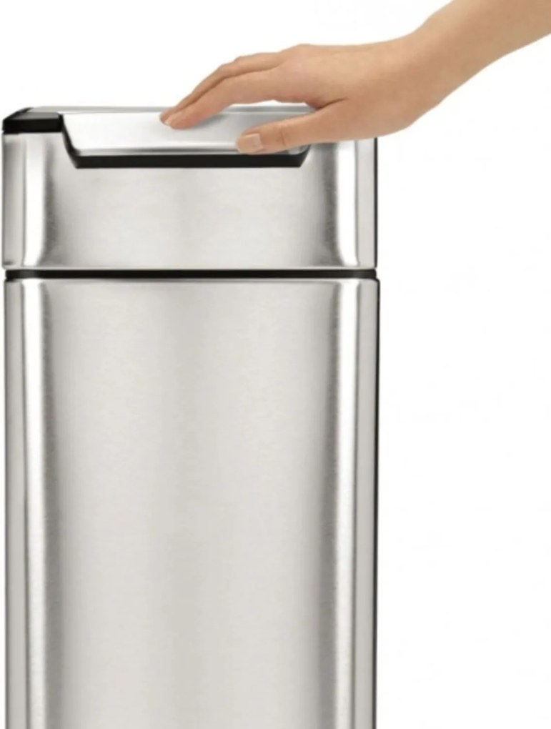 Dotykový odpadkový koš Simplehuman – 40 l, úzký, matná nerez ocel, FPP