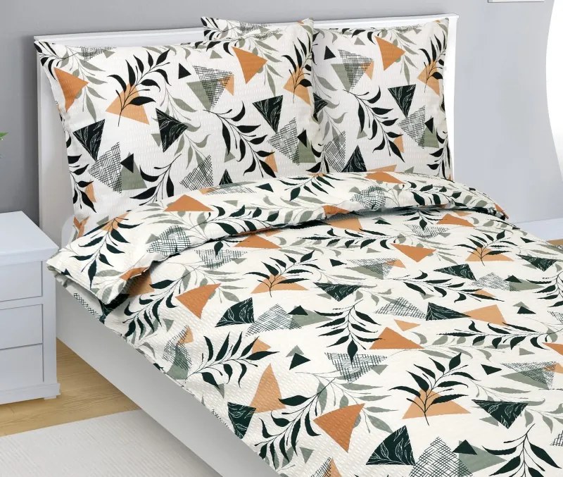 Bellatex Krepové povlečení Béžová,Oranžová 140x220 cm, 70x90 cm