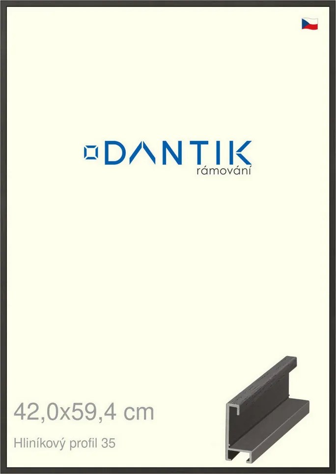 DANTIK rámeček 42x59,4 | ALU profil 6035 Dýha černá (Plexi Čiré)