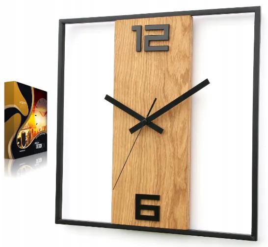 M.Clock Nástěnné hodiny 33,5x33,5 kovově-dřevěné