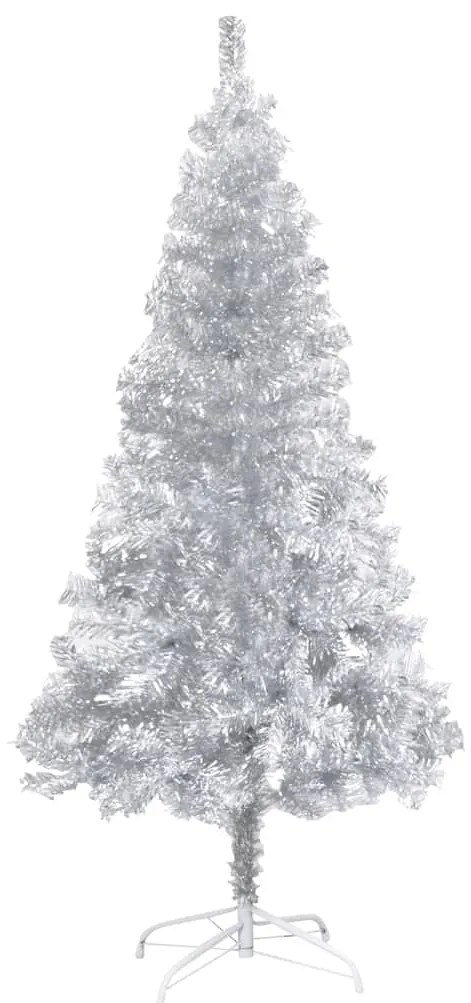 329187 vidaXL Umělý vánoční stromek se stojanem stříbrný 120 cm PET