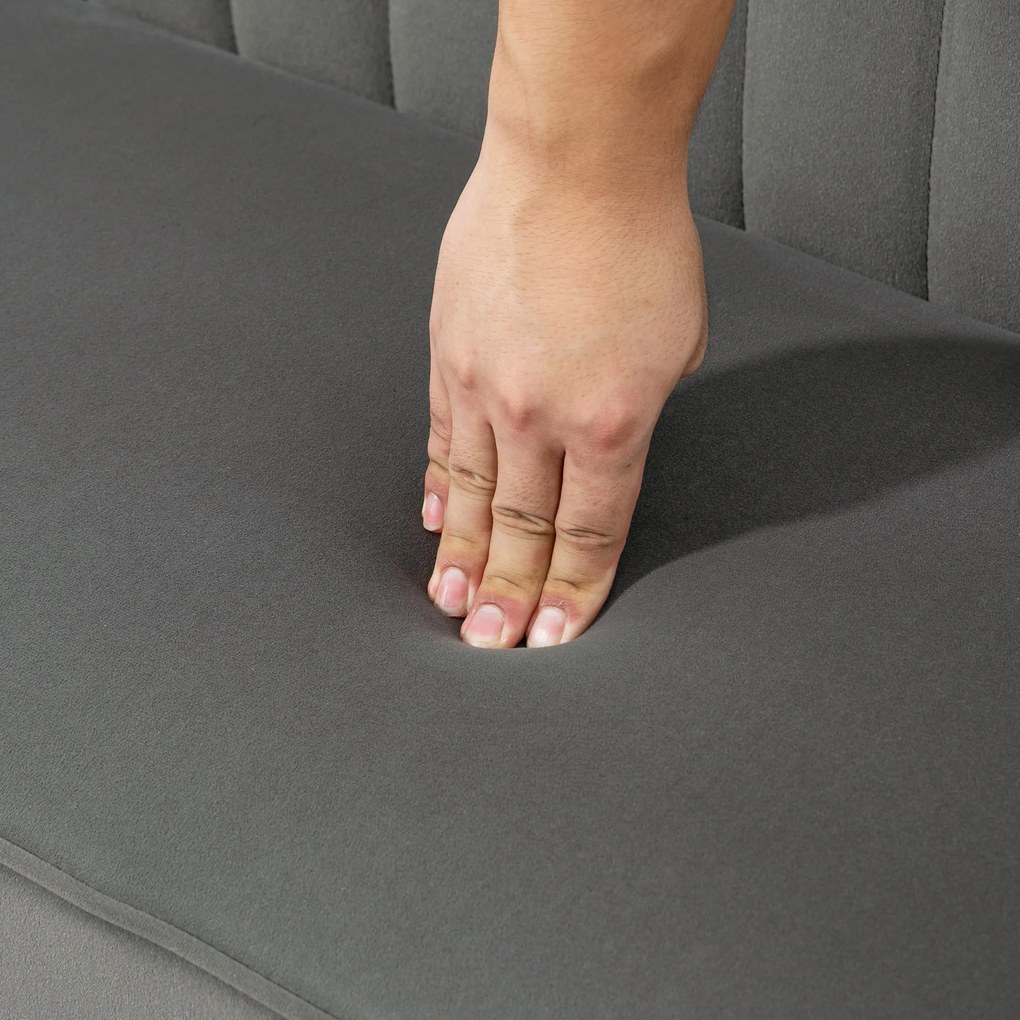 HOMCOM 2místná pohovka dvoumístný loveseat se vzhledem lnu, dvojsedák, dřevěné nohy, do 150 kg, tmavě šedá, 117 x 56,5 x 77 cm