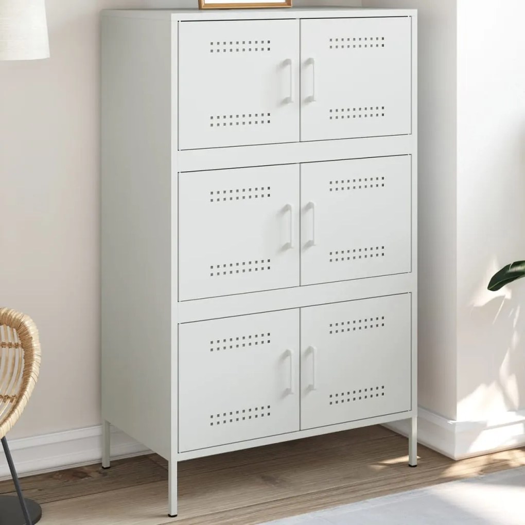 Skříň highboard bílá 68 x 39 x 113 cm ocel