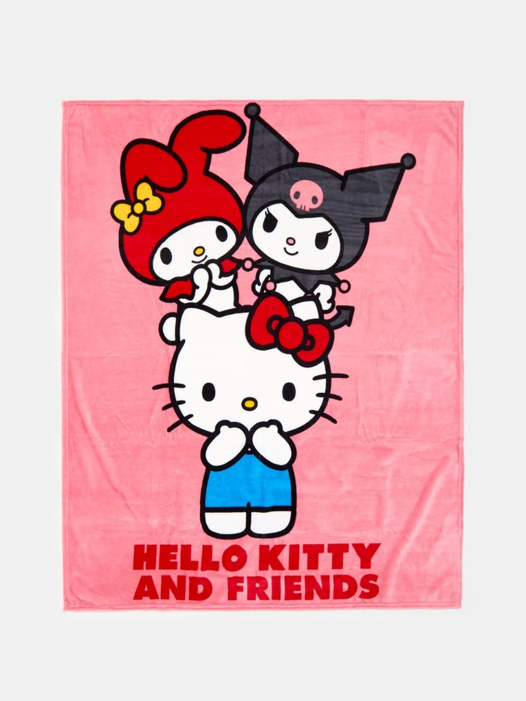 Sinsay - Deka s potiskem Hello Kitty - pastelová růžová