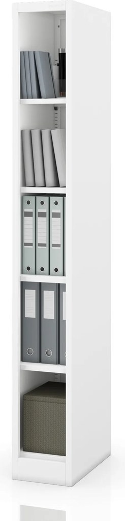 Úzký kovový archivační regál na dokumenty bílý, 250x1850x400 mm: TIM