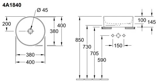 Villeroy & Boch 4A1840R1 - Umyvadlo na desku COLLARO pr. 40 cm keramika/bílá