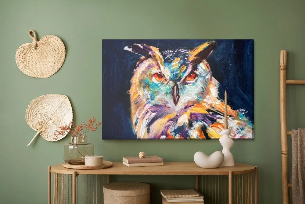 Obraz Sova Jako Malovaná Nedostatek Nedostatek Plátno Canvas 120x80