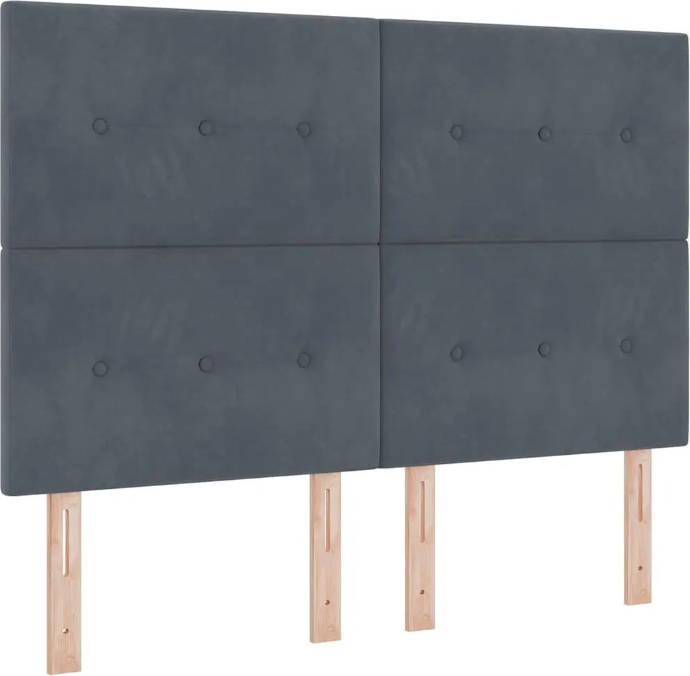 Postel s boxspringem s čelo Tmavě šedá 140 x 190 cm samet 3344940