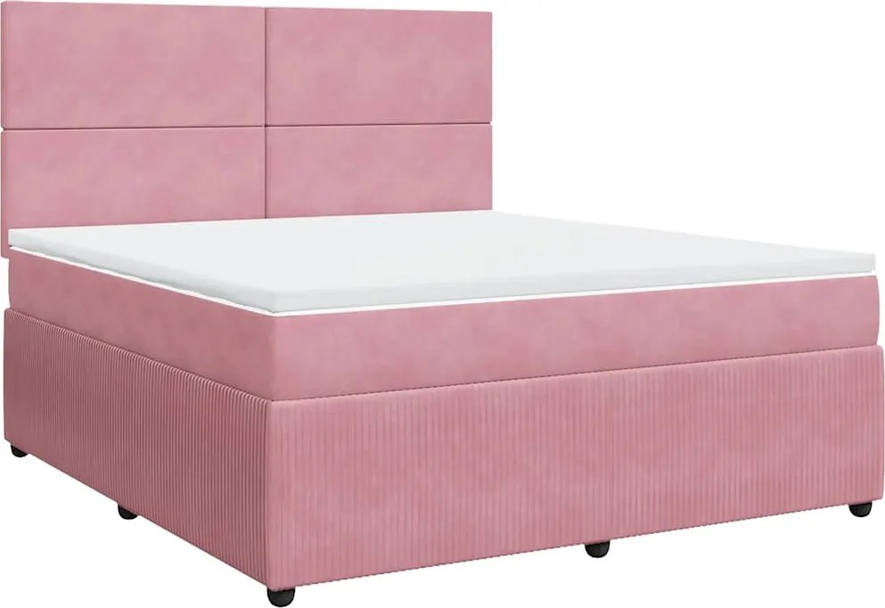 Box spring postel s matrací růžová 180x200 cm samet 3294705