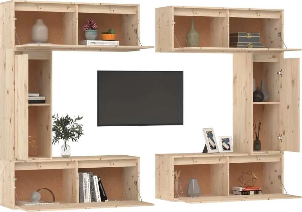 vidaXL TV skříňky 6 ks masivní borové dřevo [3100199] Barva: Bílá