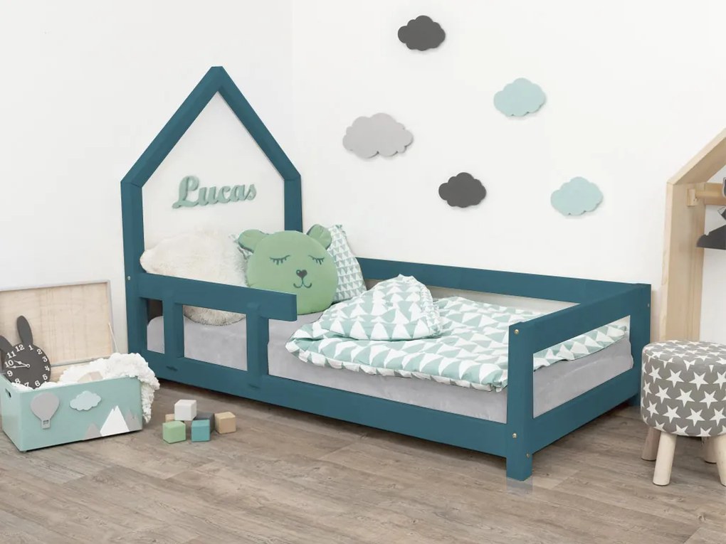 Benlemi Dětská postel domeček POPPI s bočnicí vlevo Barva: Světle šedá, Rozměr: 90 x 200 cm