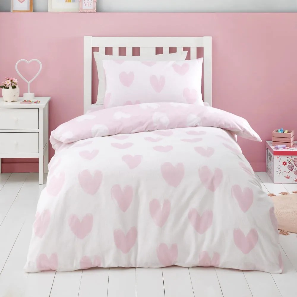 Flanelové dětské povlečení do postýlky 120x150 cm Hearts – Catherine Lansfield