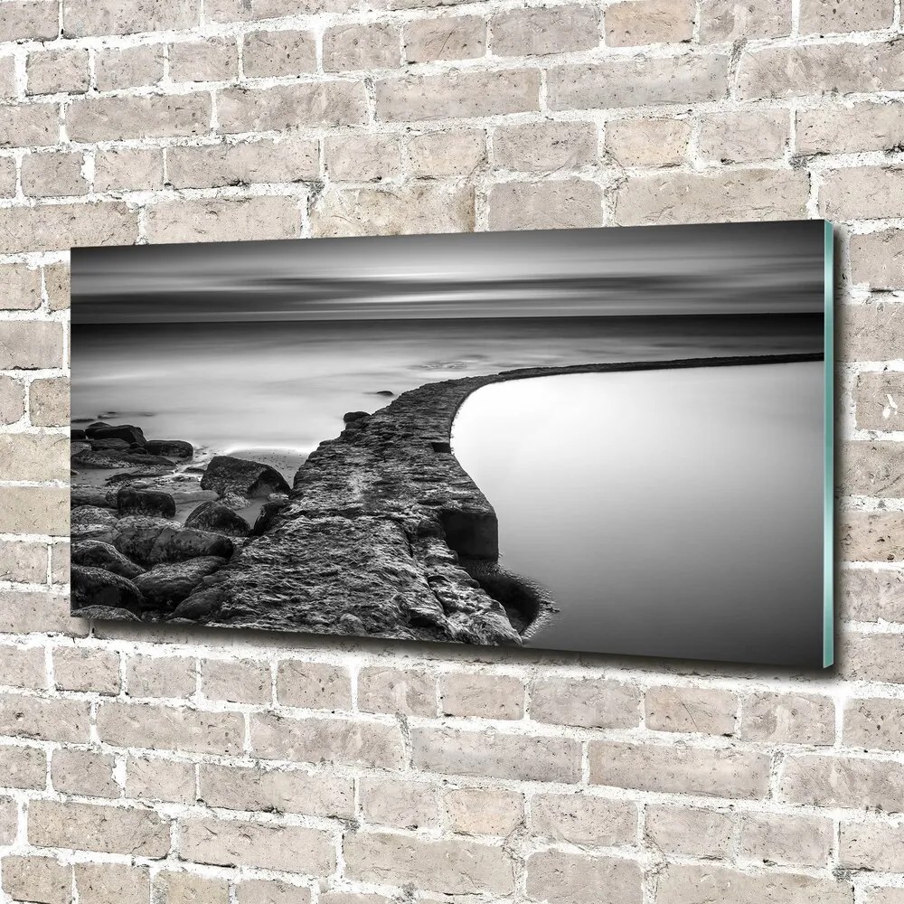 Wallmuralia Foto obraz sklo tvrzené Kamenná pláž 140x70 cm