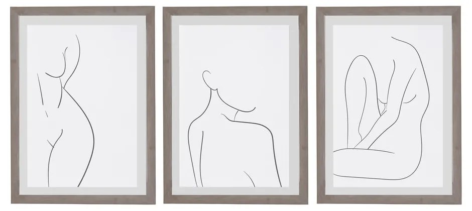 Sada 3 nástěnných obrazů v rámu Surdic Body Studies, 35 x 45 cm