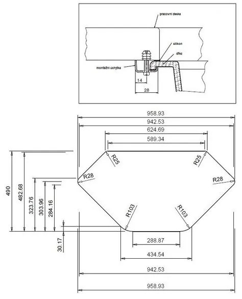 Sinks Naiky 980 Granitový dřez rohový s vaničkou a s odkapem vlevo, 98x51cm, granblack, TLNA98051030