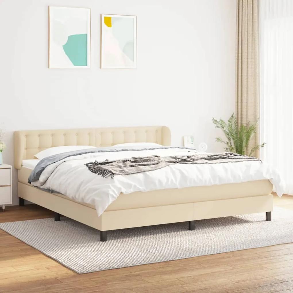 Box spring postel s matrací krémová 180x200 cm textil,  3126586