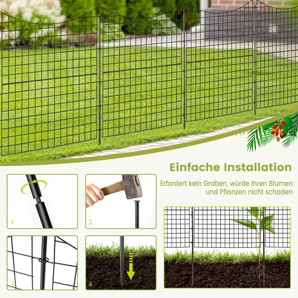 Costway Balení 5 kusů dekorativního kovového zahradního plotu 98 cm vysoký