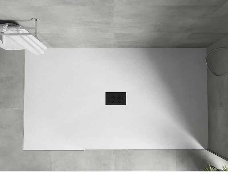 Mexen Hugo, obdélníková sprchová vanička SMC 170 x 100 cm, bílá, černá krytka, 42101017-B