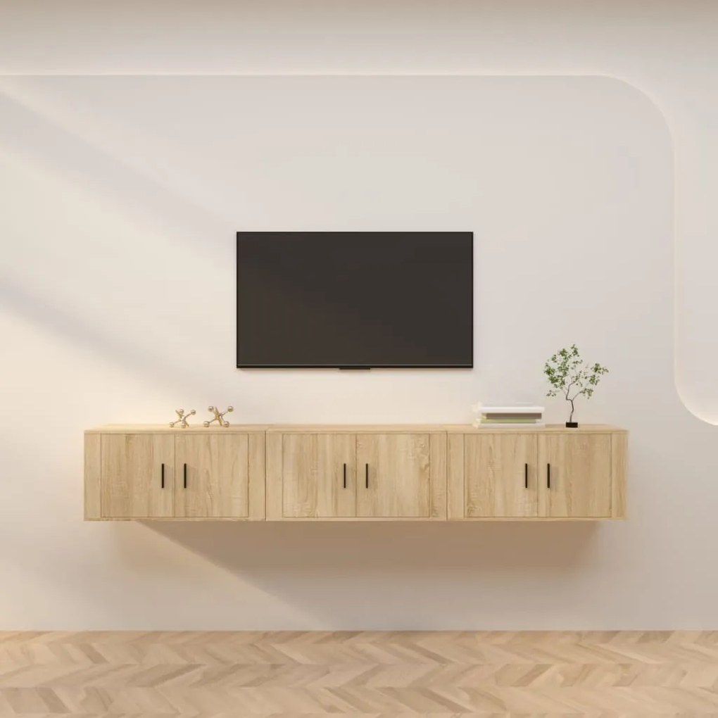 Nástěnné TV skříňky 3 ks dub sonoma 80 x 34,5 x 40 cm 3188361
