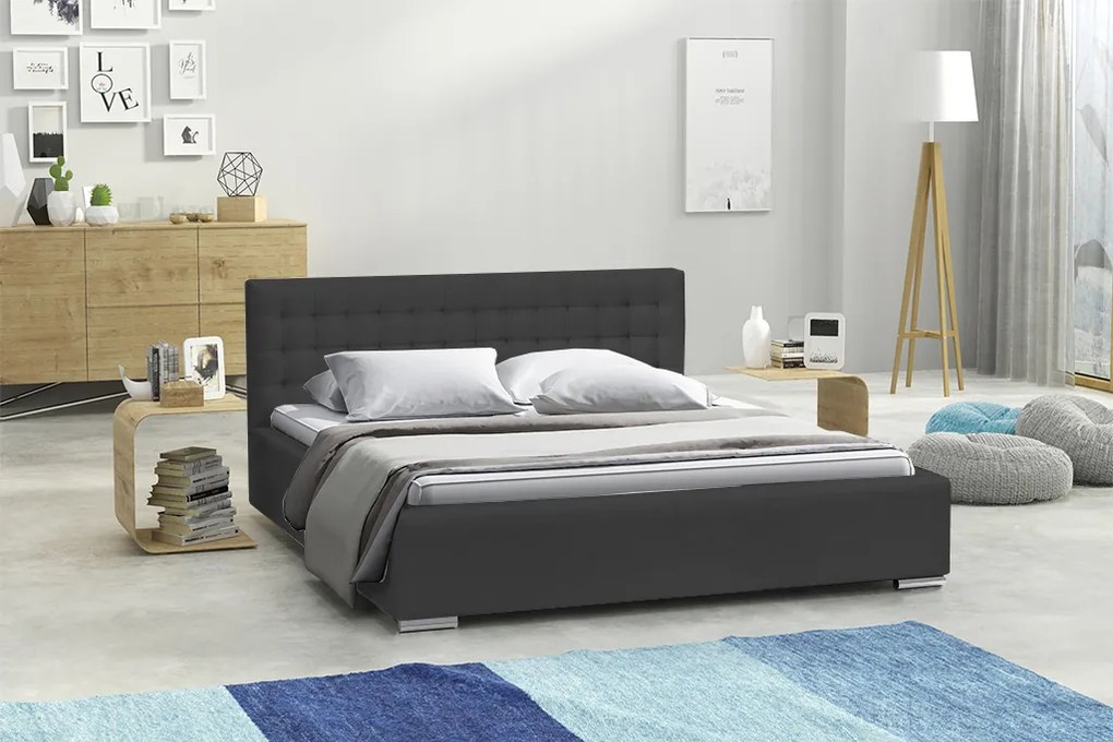 Eka Čalouněná postel SWIFT 180x200 cm Barva látky Trinity: Tmavě modrá (Trinity 2331), Úložný prostor: S dřevěným rámem úložného prostoru