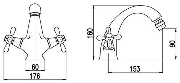 RAV Slezák MK143.0SM - Bidetová baterie + výpusť MORAVA RETRO 16 cm stará mosaz