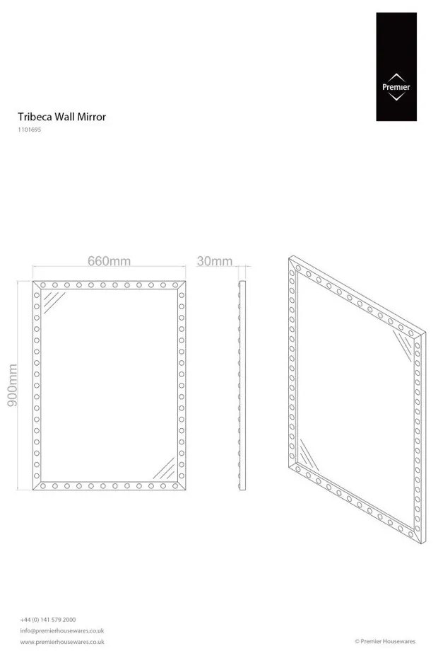 Nástěnné zrcadlo 66x90 cm Tribeca – Premier Housewares