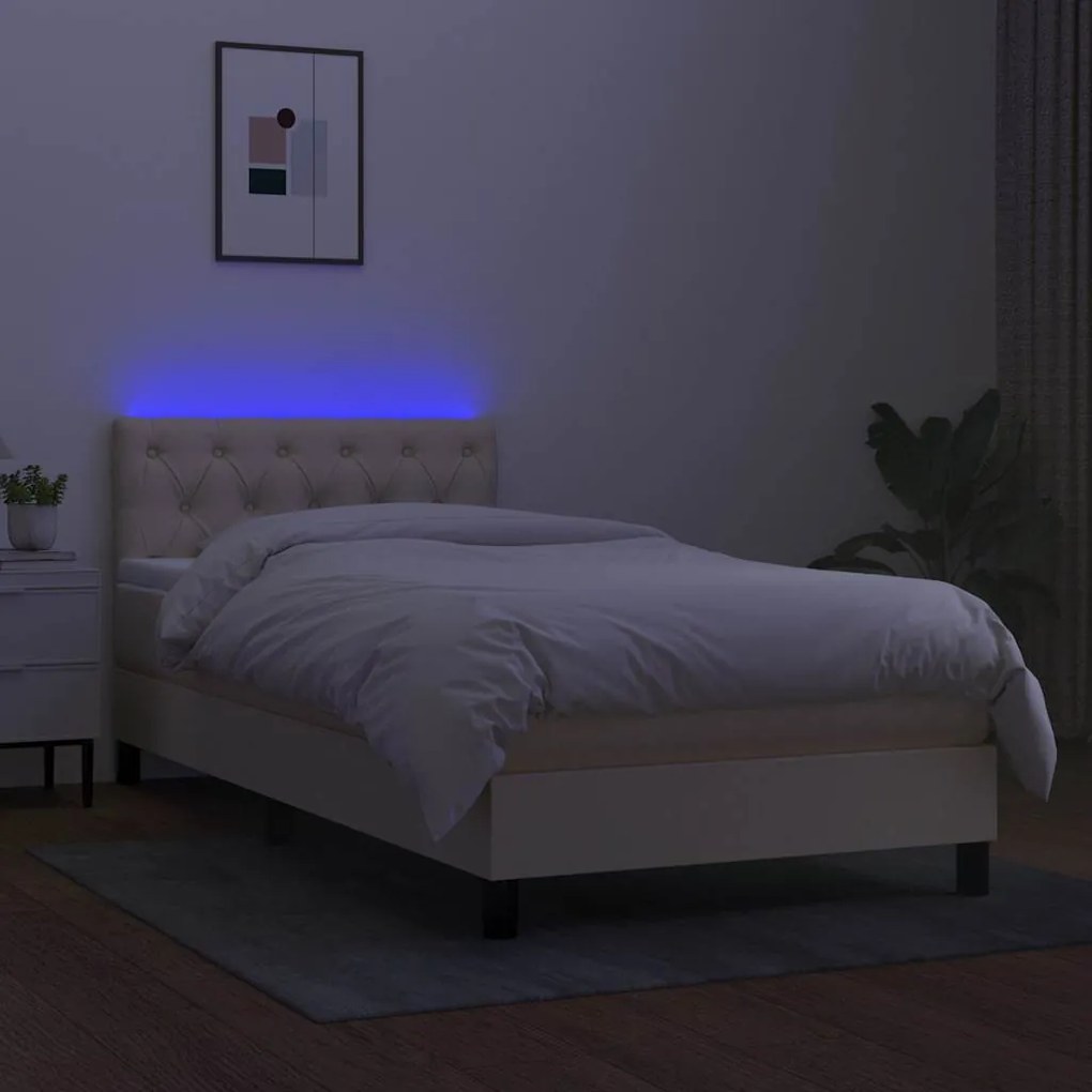 Box spring postel s matrací a LED krémová 80 x 200 cm textil 3133354
