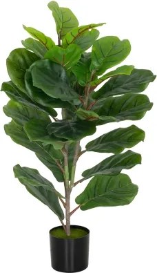 HOMCOM umělá rostlina Ficus Lyrata, 80 cm vysoká, do interiéru s květináčem, dekorace do domova a kanceláře, zelená