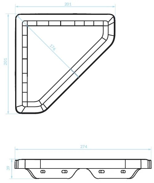 Kuchinox APO, nástěnná rohová polička 201x201x39 mm, bílá matná, LAV-AKA_603T