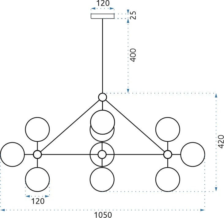 Toolight - Stropní svítidlo 8xE27 APP264-10C, černá, OSW-00645