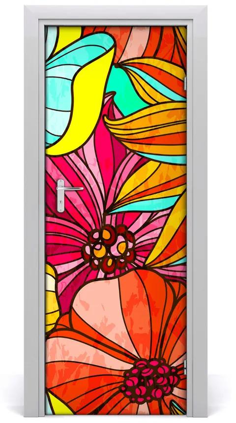 Samolepící fototapeta na dveře Kolorowe květiny 75x205 cm