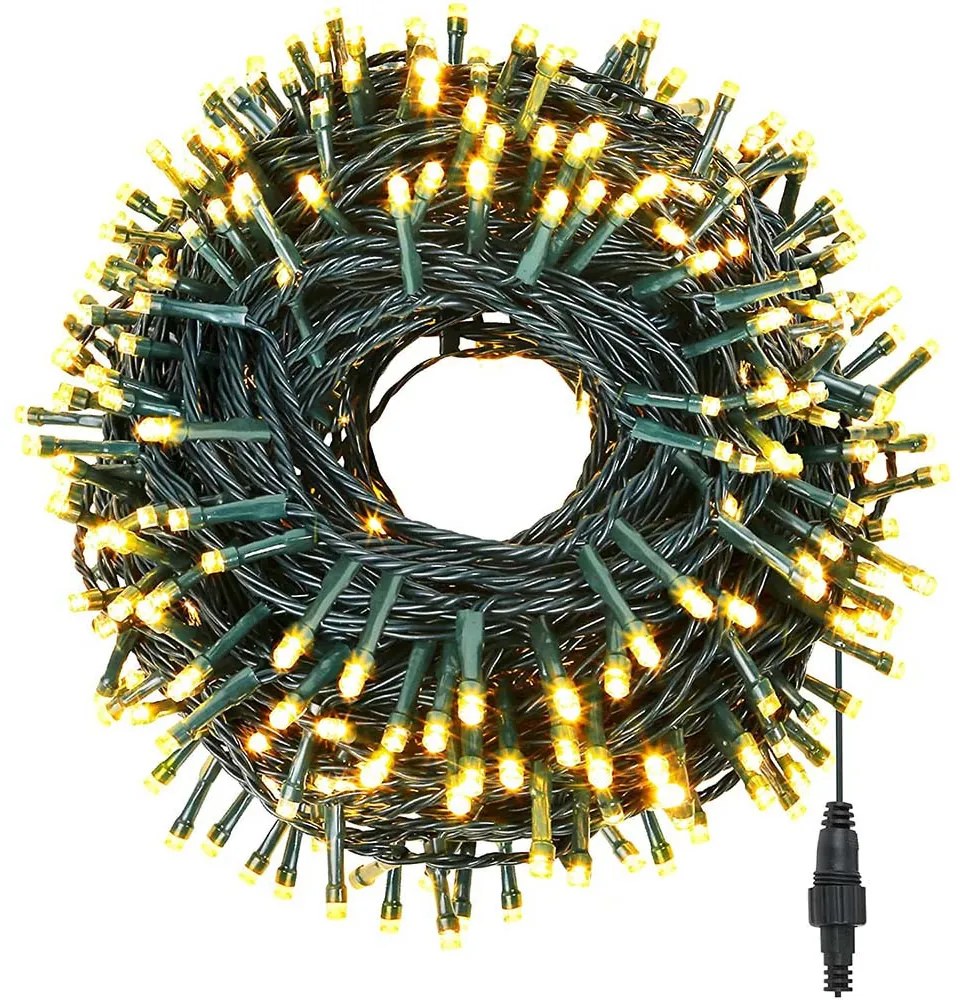 LED světelný řetěz s možností výběru velikosti a barvy - 240 LED, teplá bílá