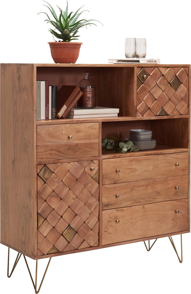 XXXLutz KOMODA, akácie, barvy akácie, bronzová, 110/126/40 cm Ambia Home - Široké komody - 001944001113