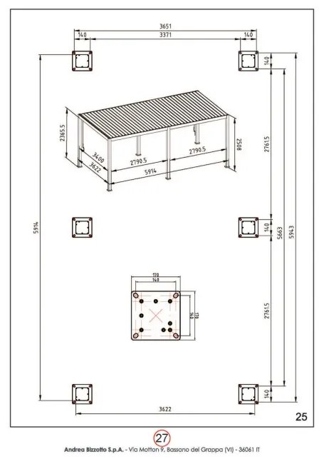 BIZZOTTO Krémová hliníková pergola s uzavíracími lamelami OCEAN 3,6x6 m