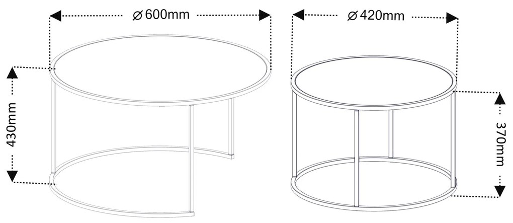 Hanah Home Konferenční stolek - sada 2 ks Tokyo - Black 60, Černá