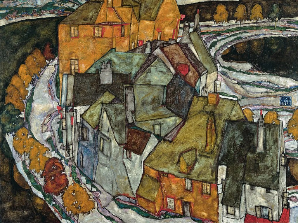 Obrazová reprodukce Island City (Crescent of Houses) - Egon Schiele, (40 x 30 cm)