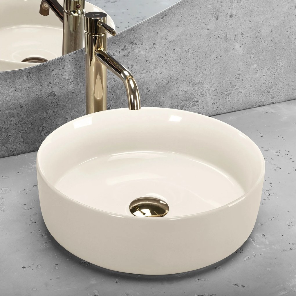 Rea Sami, umyvadlo na desku 360x360x115 mm, ecru lesklá, REA-U4590