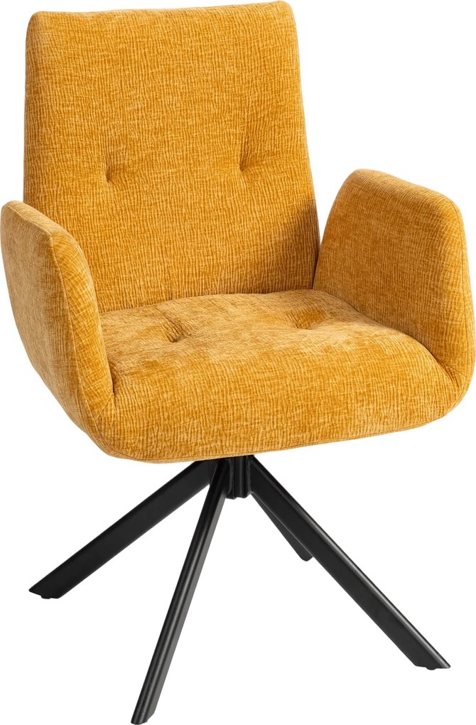 HOMCOM Polstrované křeslo, akcentové křeslo, moderní design, otočné, do 120 kg, žluté