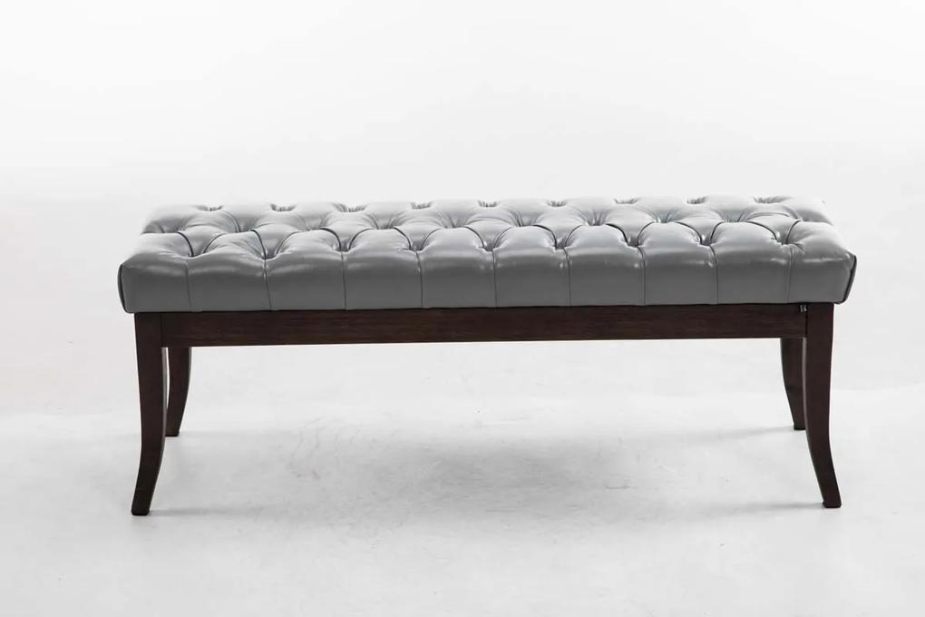 Chesterfield lavice Bleech - umělá kůže - tmavý rám - 120 cm | šedá