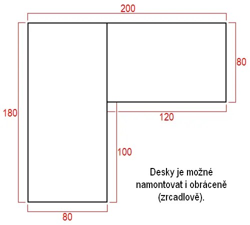Výškově nastavitelný stůl OfficeTech Angle, 180 x 200 cm, černá podnož, třešeň